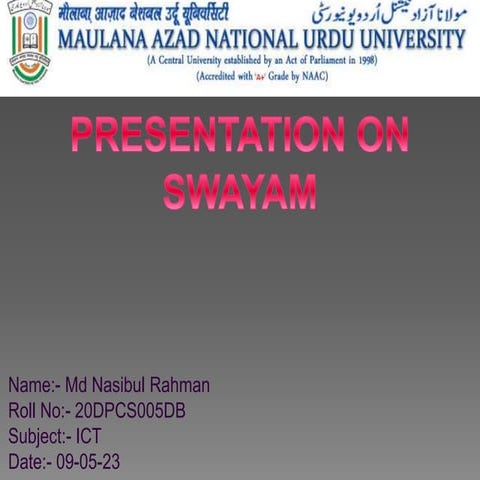 PPT On Swayam.pptx | Education industry | Industries