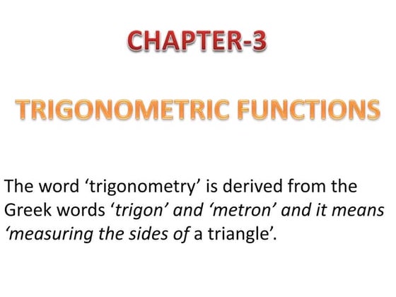 PPT on Trigonometric Functions. Class 11 | PPT