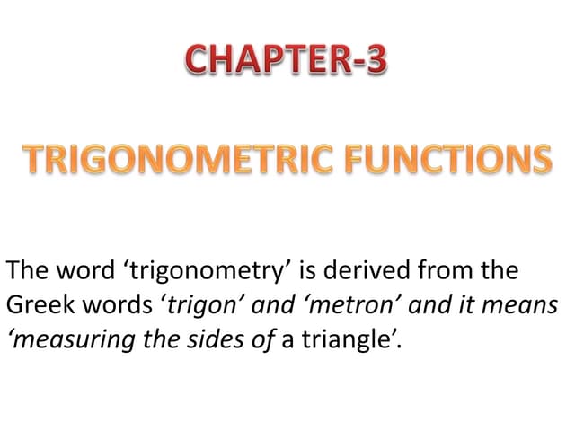 PPT on Trigonometric Functions. Class 11 | PPTX