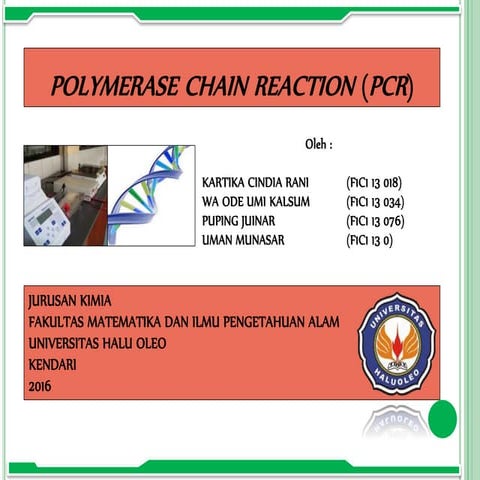 POLYMERASE CHAIN REACTION (PCR) | PPTX