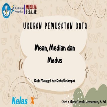 Statistik (ukuran pemusatan data mean, median dan modus). pptx | PPTX