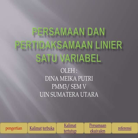 Ppt persamaan linier satu variabel dina | PPT