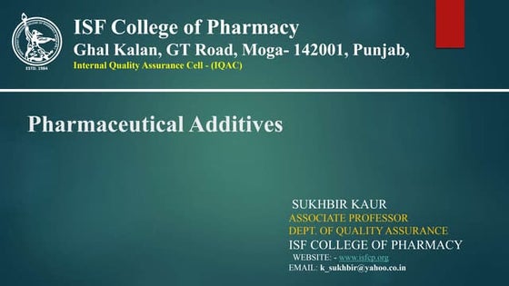 Excipients | PPTX | Pharmaceutical Industry | Industries