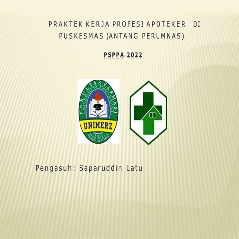Pkpa puskesmas farmasi klinik profesi apoteker | PPTX