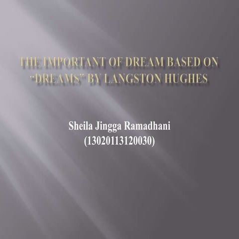 The Importance of Dreams Based On "Dreams" by Langston Hughes | PPTX ...