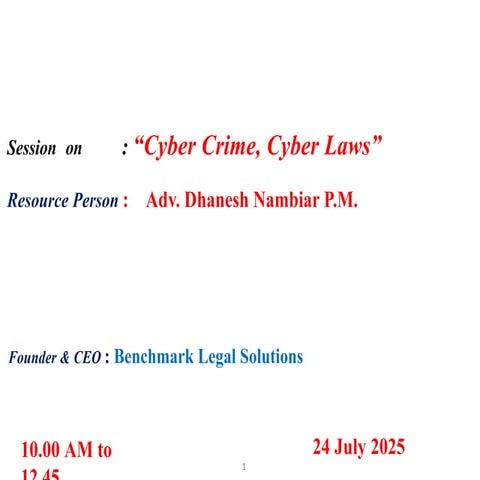 PPT PREPARED cyber law - PPT PRESENTATION | PPTX