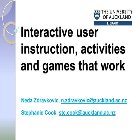 Empowering users, empowering libraries: Interactive user instruction ...