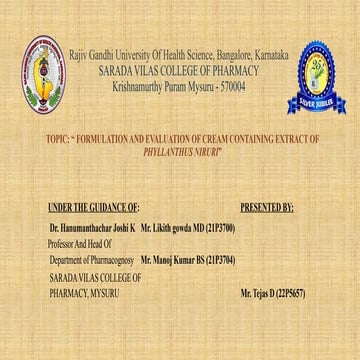 PPT presentation(likith group).pptx FORMULATION AND EVALUATION OF CREAM ...
