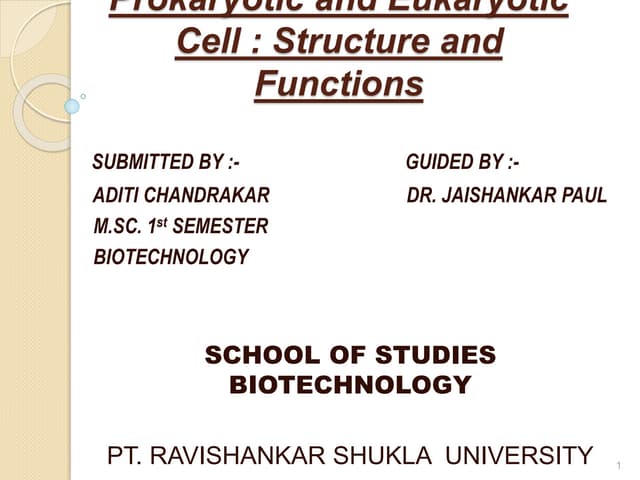 Prokaryotic &eukaryotic cells | PPTX