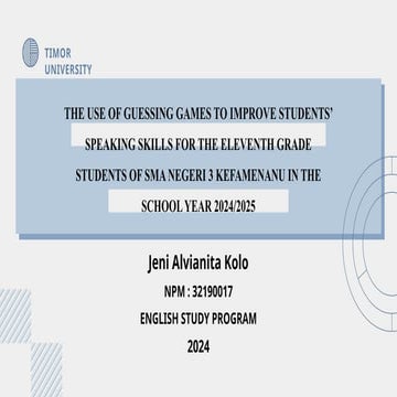 The use of guessing games to improve speaking skills | PPT