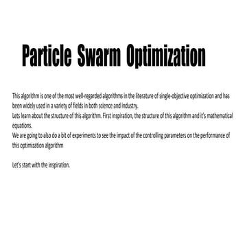 Particle Swarm Optimization ,Evolution Compute | PPTX