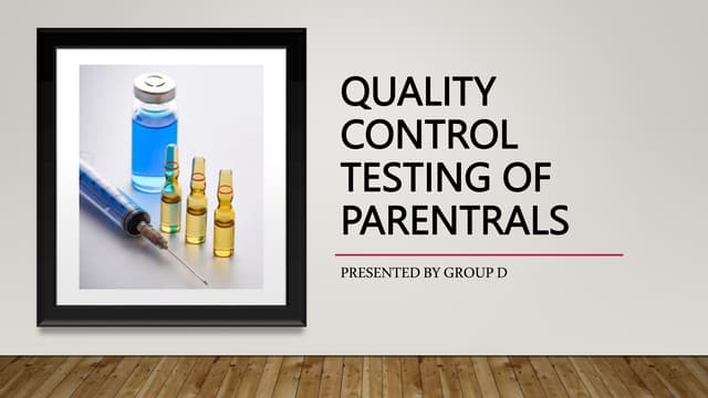 Evaluation of parenterals | PPTX