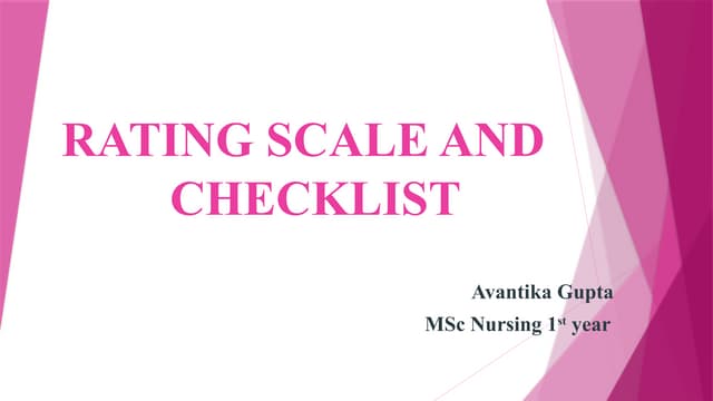 Checklist and rating scale | PPTX