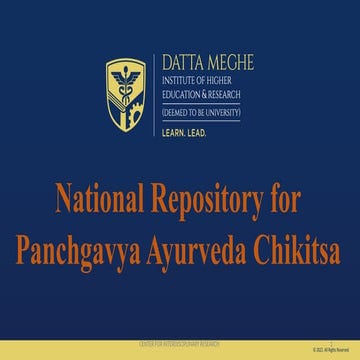 National Repository for Panchagavya Ayurveda Chikitsa | PPTX