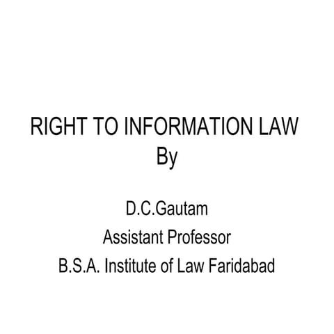 Ppt right to information law | PPT
