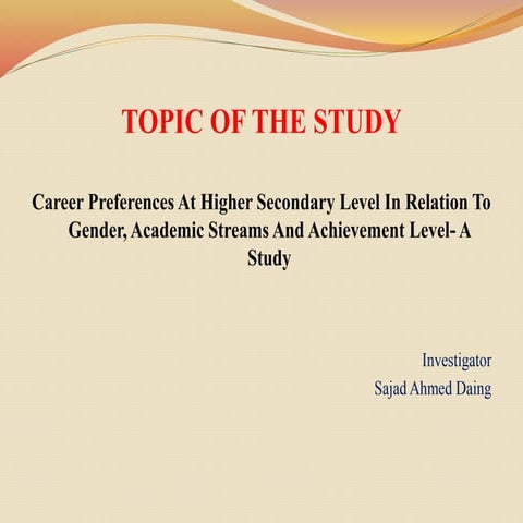 Career Preferences At Higher Secondary Level In Relation To Gender ...