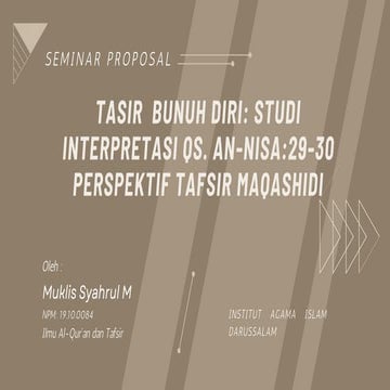 seminar proposal tentang tasir bunuh diri studi interpretasi qs an nisa 29 -30 persepktif tafsir ...