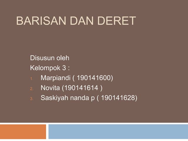 Barisan dan deret aritmatika dan geometri | PPTX