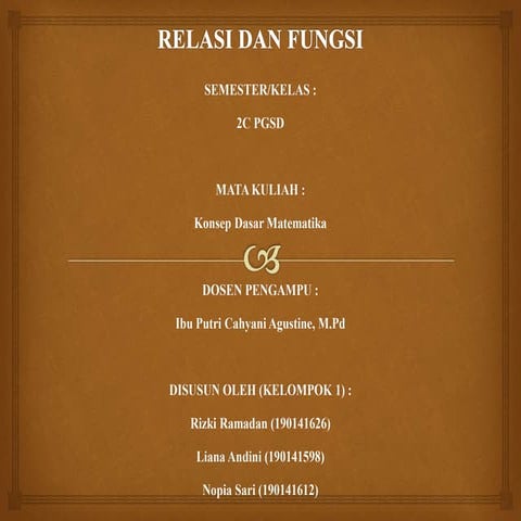 Ppt singkat kelompok 1 materi relasi dan fungsi | PPTX