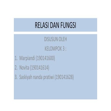 PPT Relasi & Fungsi Matematika Kelas VIII | PDF
