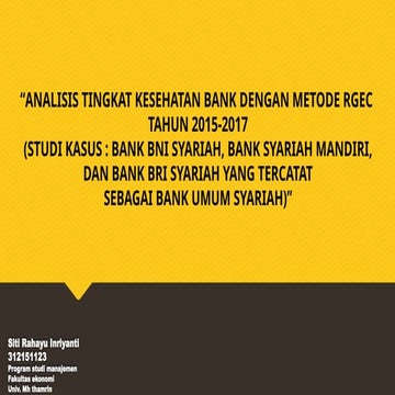 Analisis Tingkat Kesehatan Bank dengan Metode RGEC Tahun 2015-2017 ...