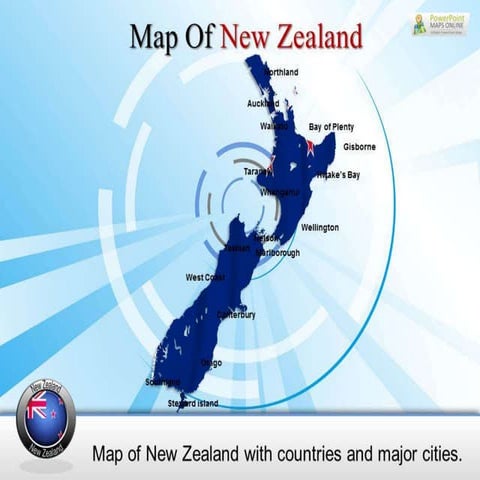 Editable Map Slides On New Zealand | PPT