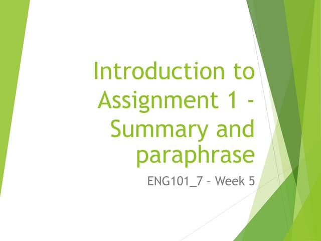 Summary Response Assignment | PPTX