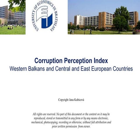 Corruption perception index - Western Balkans, Central and Eastern ...