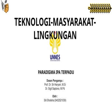 PPT SAINS, TEKNOLOGI, DAN MASYARAKAT PARADIGMA IPA TERPADU | PPTX