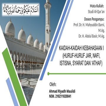 Kaidah-kaidah Kebahasaan (Huruf Jar, Nafi' Istisna, Syarat) | PPTX