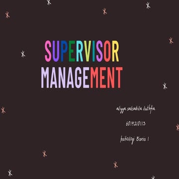 Ppt supervisor management | PPT