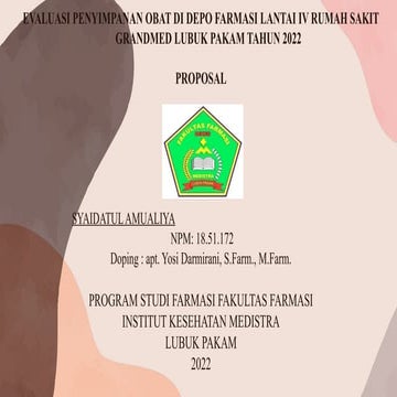 ppt tentang evaluasi obat di depo farmasi | PPT
