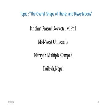 PPT, The Overall Shape of Theses and Dissertations, Krishna Prasad Devkota.pptx