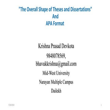 PPT, The Overall Shape of Theses and Dissertations, Krishna Prasad Devkota.pptx