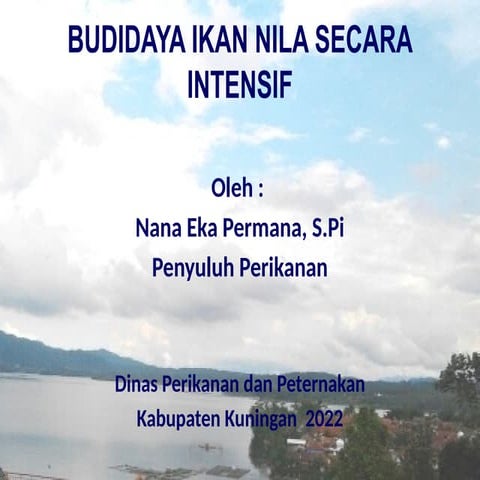 Budidaya ikan nila secara insentif di wilayah perikana kabupaten ...