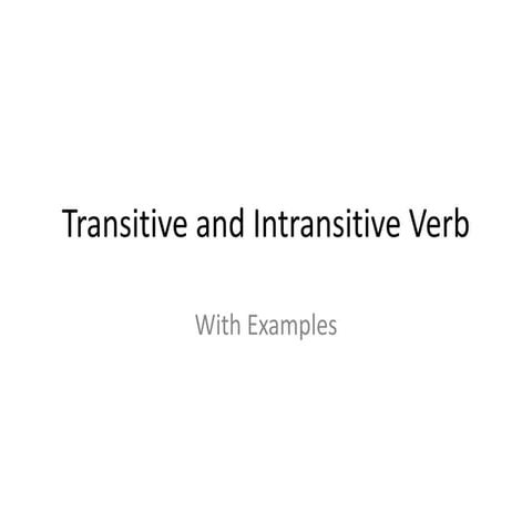 Ppt transitive and intransitive verb | PPTX