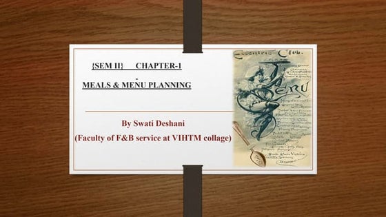 Menu, its types and menu planning | PPTX | Bars & Restaurants | Attractions
