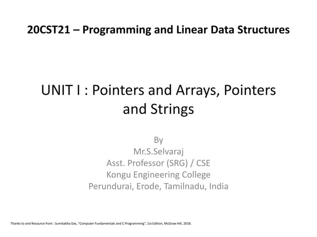 C Programming Pointers And Arrays Pointers And Strings Pptx Programming Languages Computing
