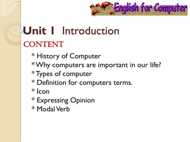 English For Computer Unit 1 Introduction Pdf Operating Systems 5985