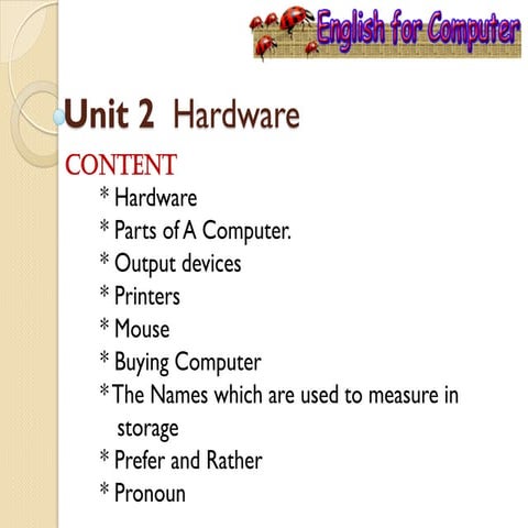English for Computer unit 2 Hardware | PPT