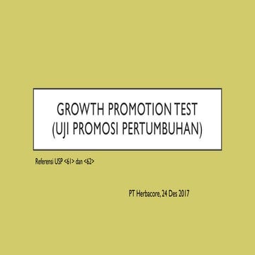 Growth promotion test (GPT) USP 61 dan 62 | PDF