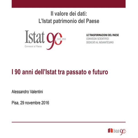 Alessandro Valentini, I 90 anni dell’Istat tra passato e futuro | PPTX