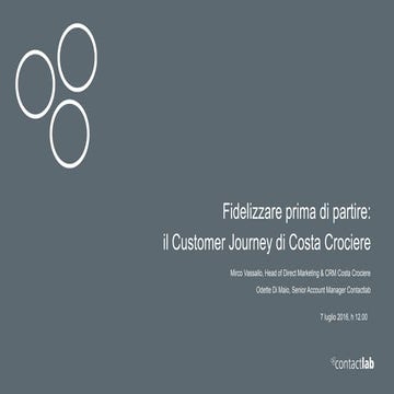 SEND16 WEBINAR | Fidelizzare prima di partire: il customer journey di ...