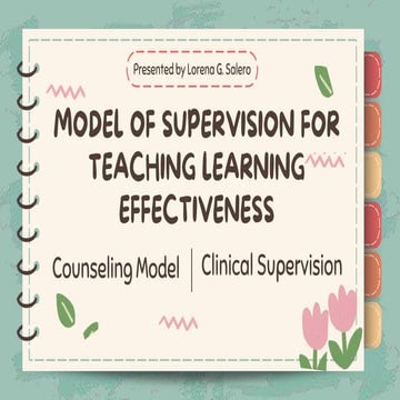 Models of Supervision: Counseling Model & Clinical Supervision | PPT