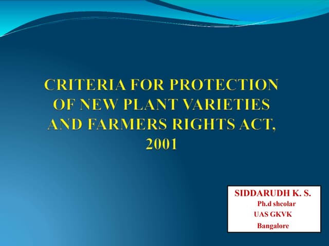 Protection of plant varieties and farmers' rights act | PPTX