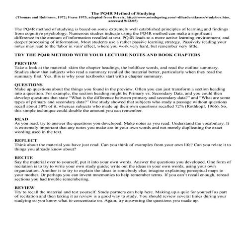 Pq4 r methodofstudying-2 | PDF | Educational Assessment | Education