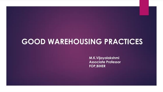 Warehousing & Material management | PPT