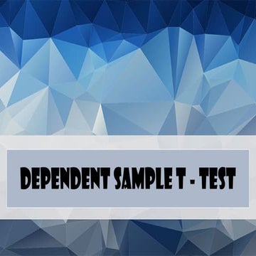 Dependent sample t test. . | PPT