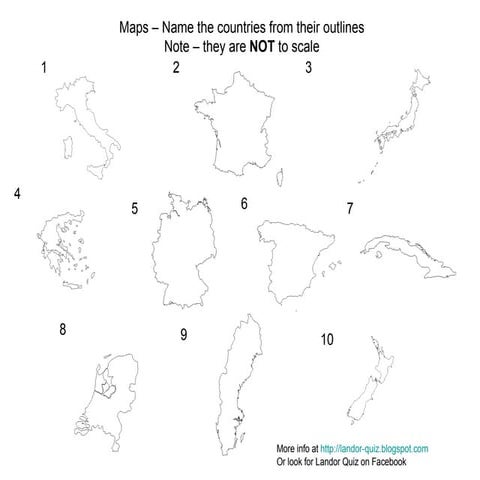 Country Outlines Picture Quiz | PPT