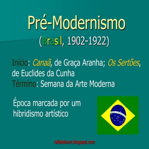 SLIDES - PRÉ MODERNISMO NO BRASIL - AUTORES E OBRAS | PDF